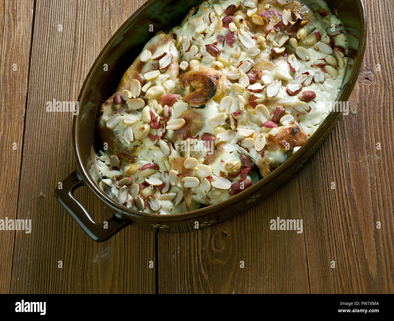Flying Jacob - Swedish casserole that consists of chicken, cream, chili ...