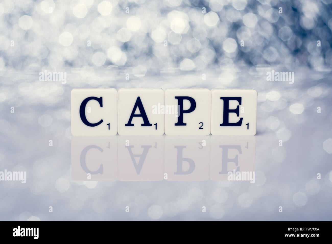 Written word of tiles with letters - cape Stock Photo - Alamy