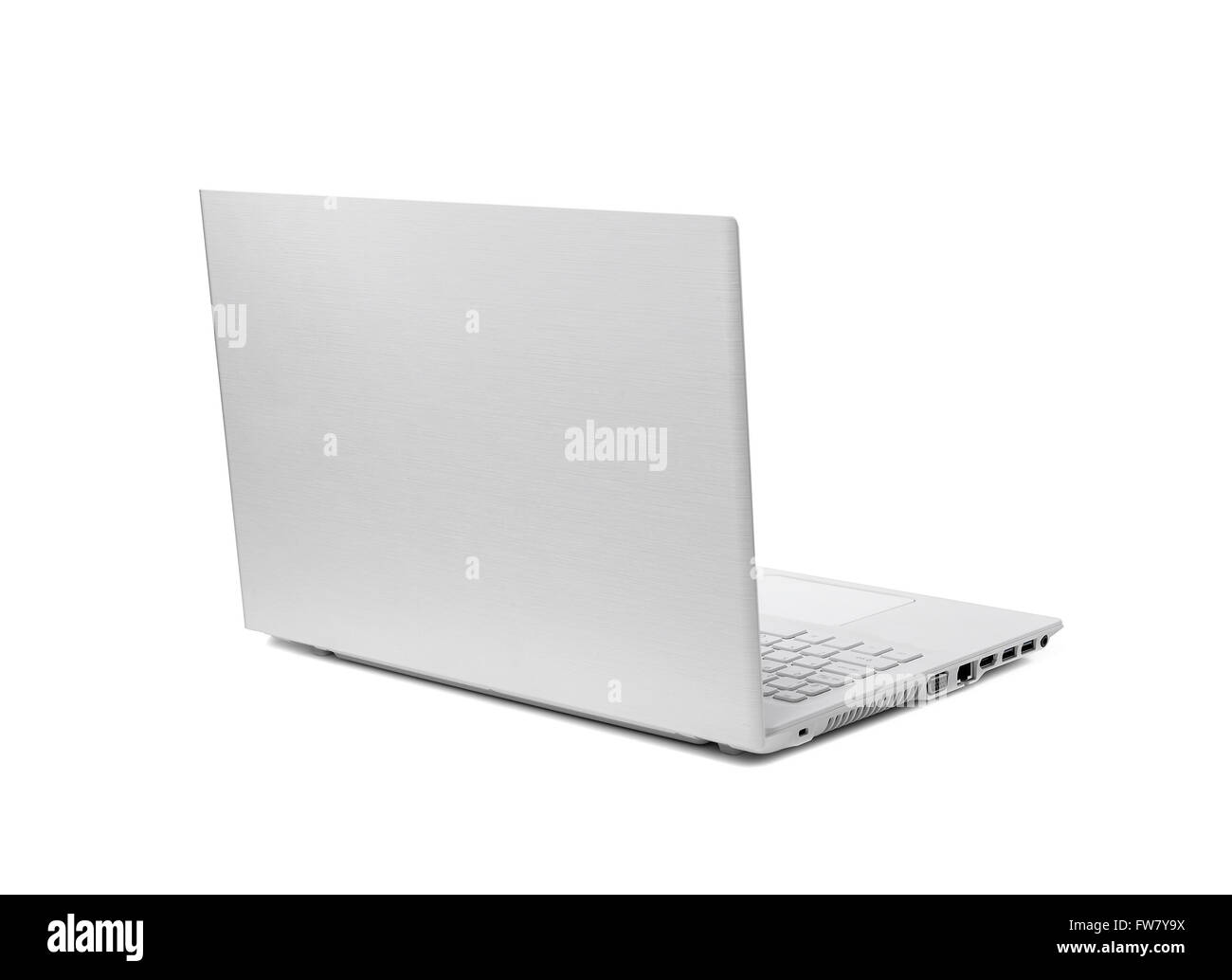 White modern laptop isolated on white background. Back view Stock Photo ...
