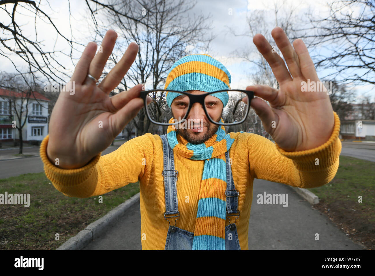 Man in cap glasses hi-res stock photography and images - Alamy