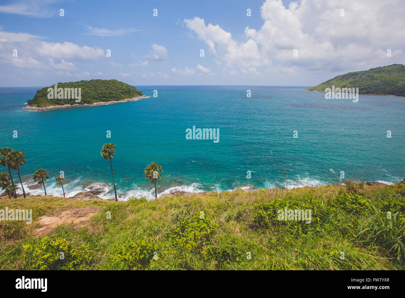 blue sea and clear sky in summer on the hill horizontal Stock Photo - Alamy