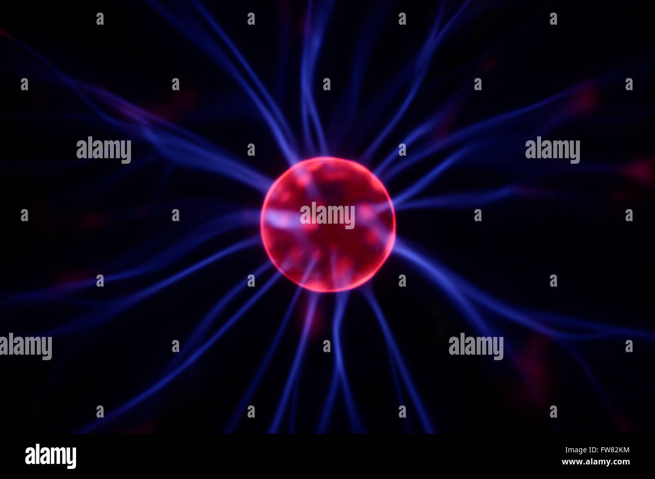 Detail of plasma globe lampe and rays of light for background Stock ...