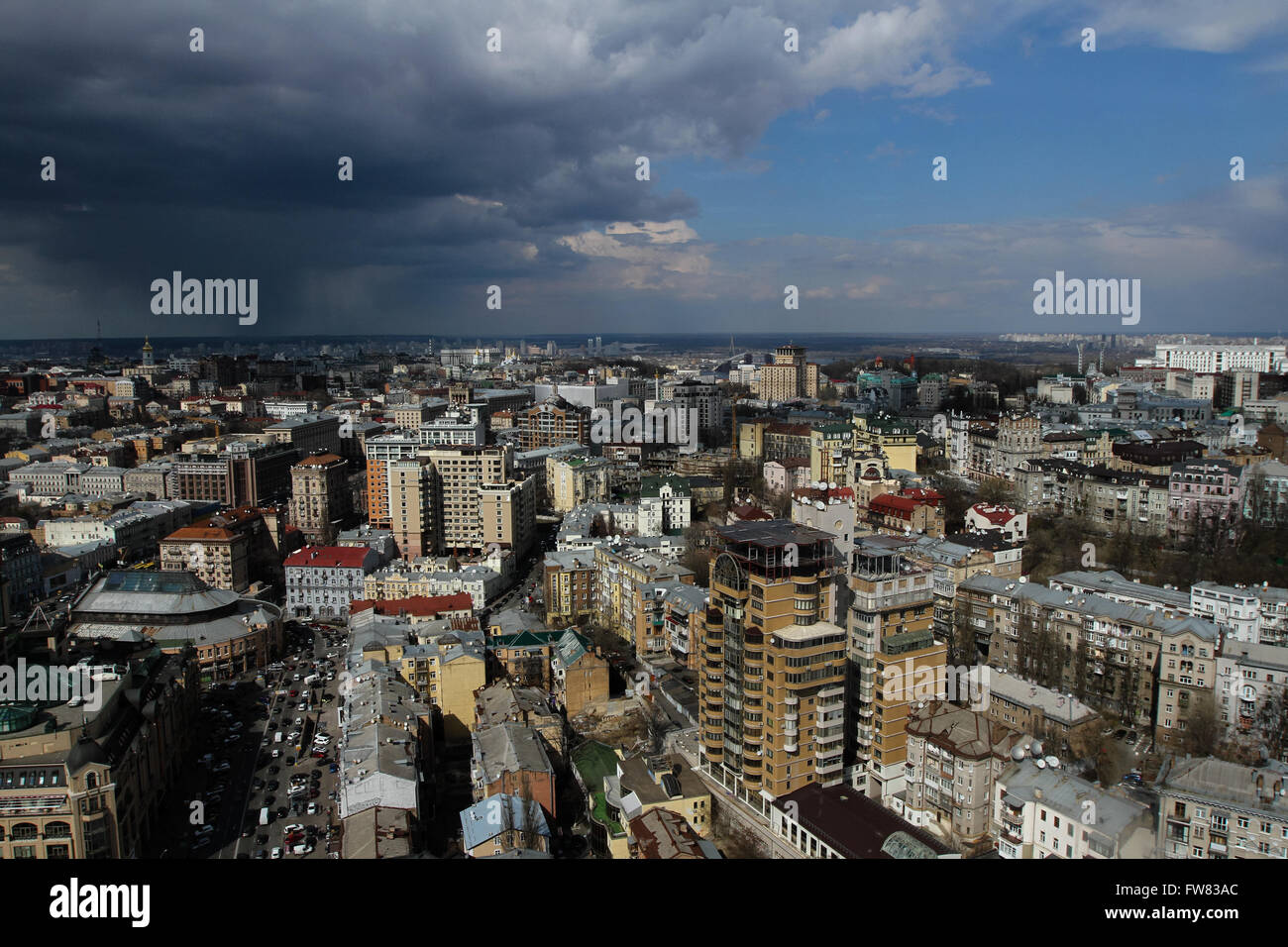 Kiev, Ukraine. 30th Mar, 2016. An aerial view on downtown Kiev ...