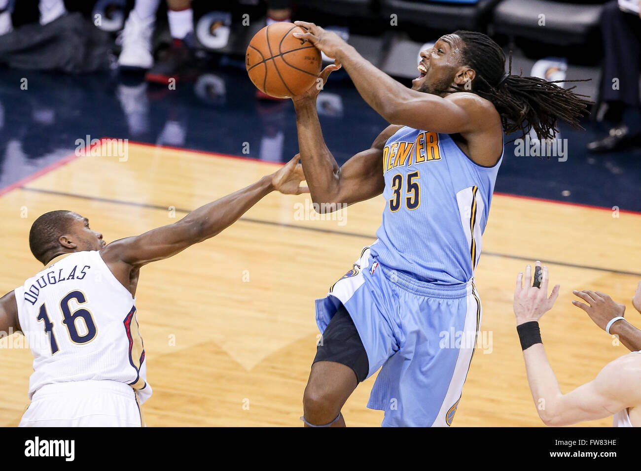 New Orleans, LA, USA. 31st Mar, 2016. Denver Nuggets forward Kenneth ...