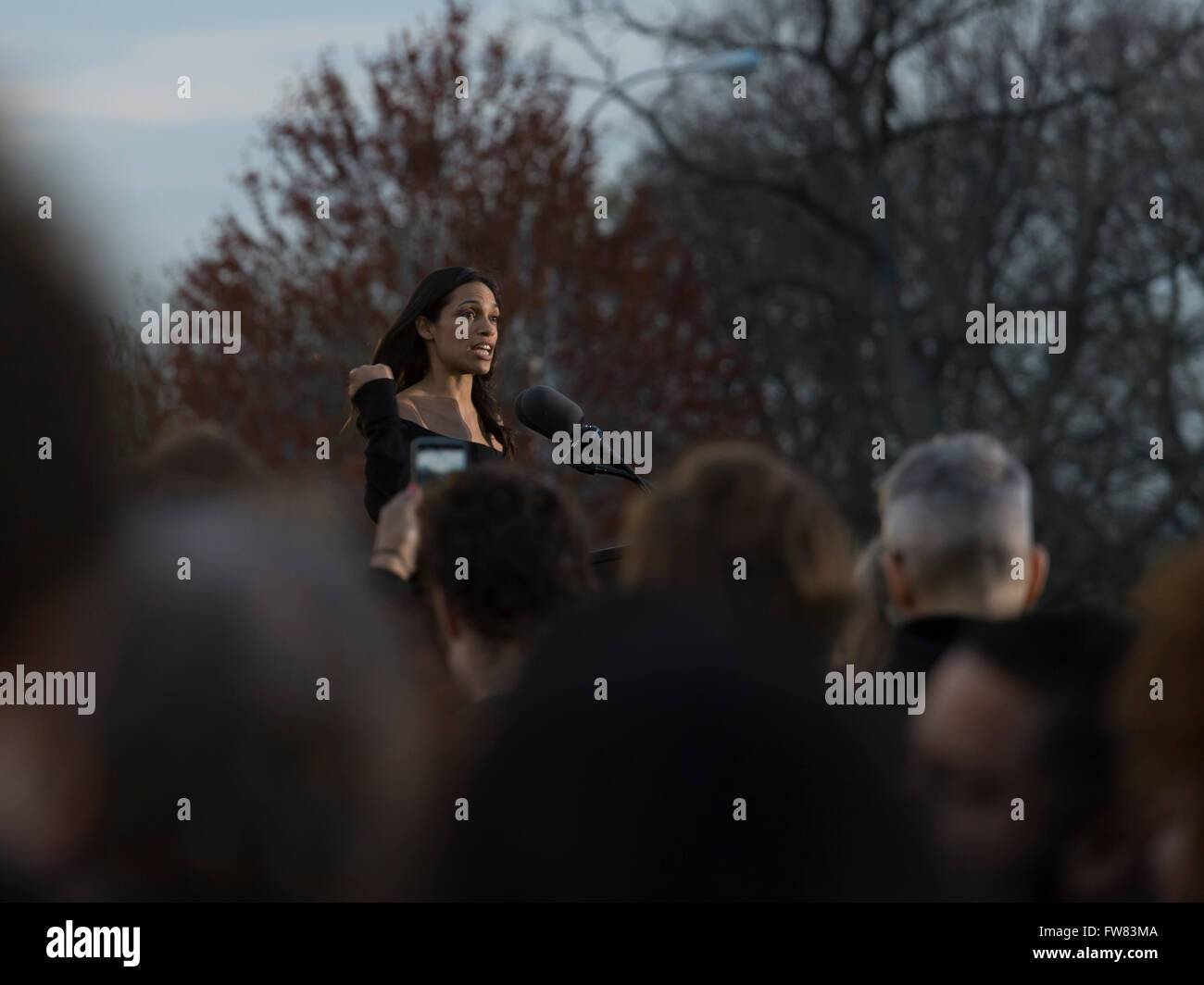 New York, USA. 31st March, 2016. Rosario Dawson speaks during Senator ...