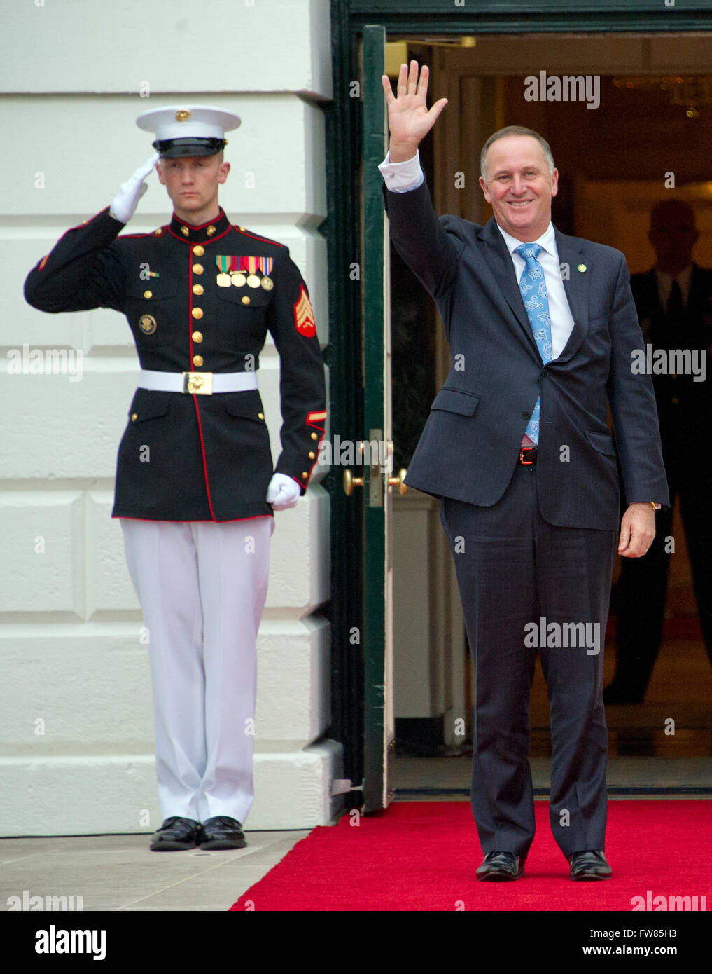 John Key, Prime Minister of New Zealand arrives for the working dinner ...