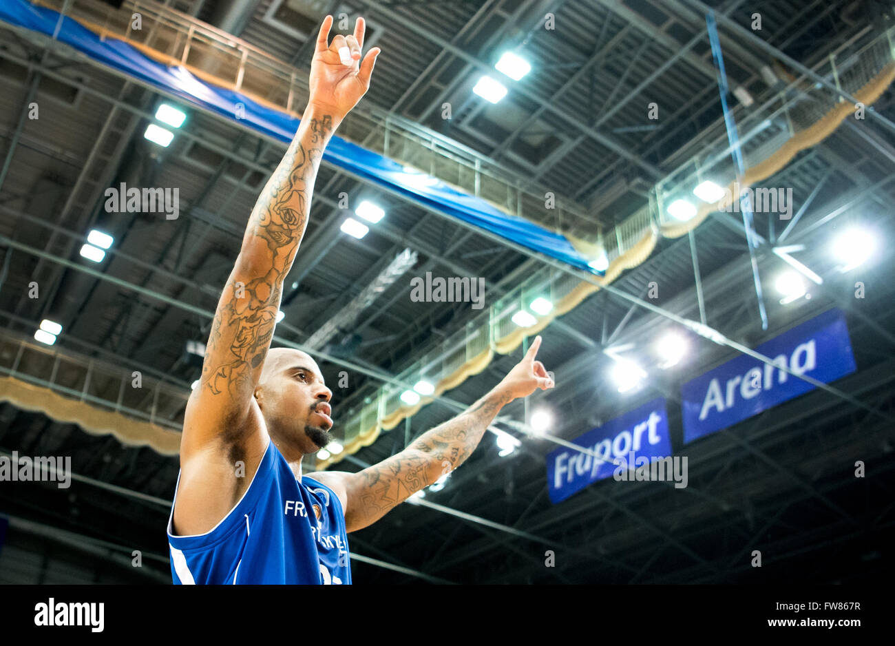 Frankfurt's Jordan Theodore celebrates the team's victory at the Europe ...