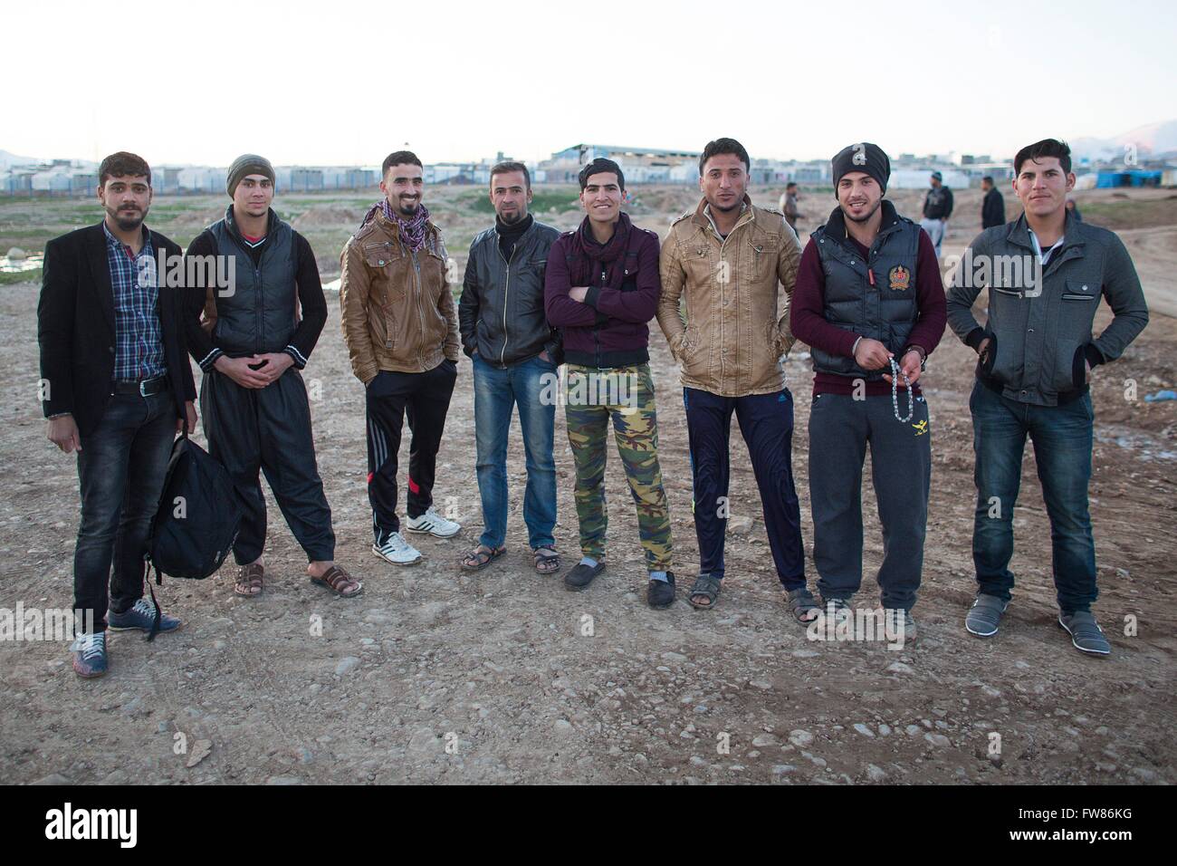 refugee men in Arbat refugee camp in Northern Iraq Stock Photo - Alamy