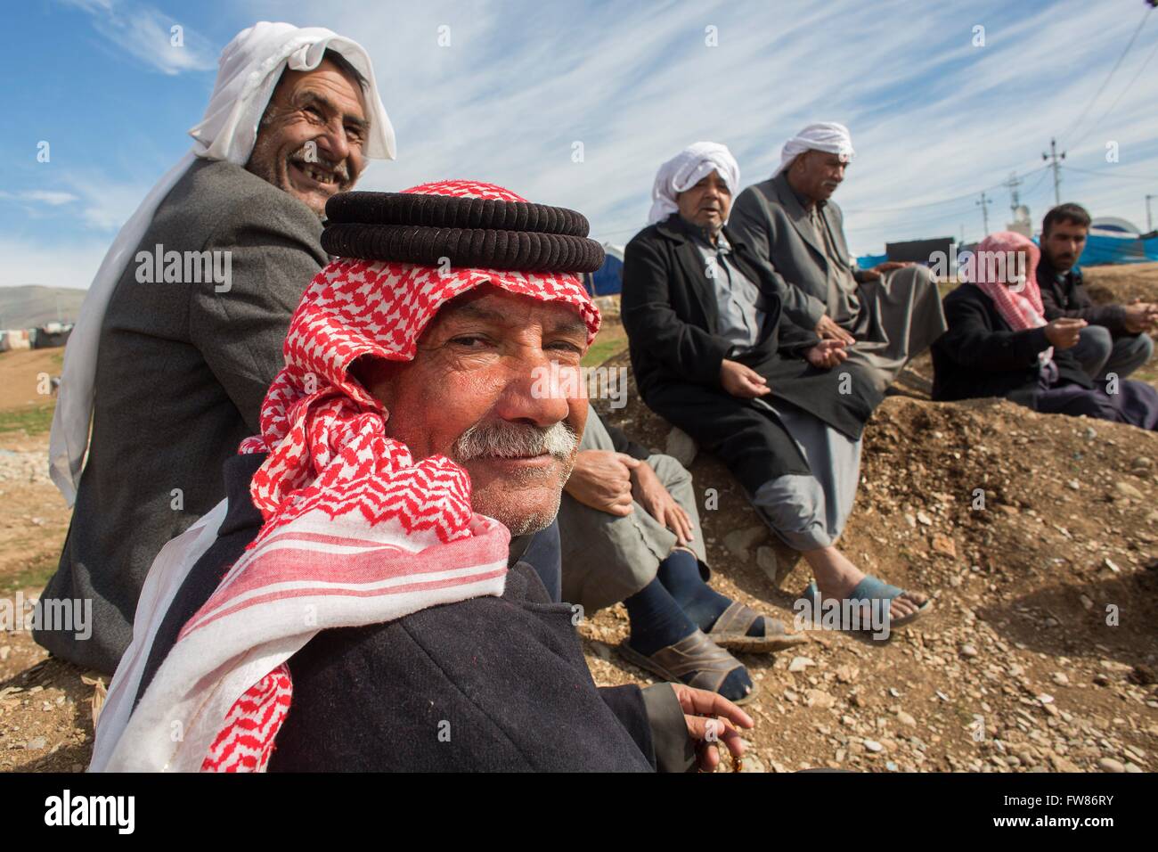 refugee men in Arbat refugee camp in Northern Iraq Stock Photo - Alamy