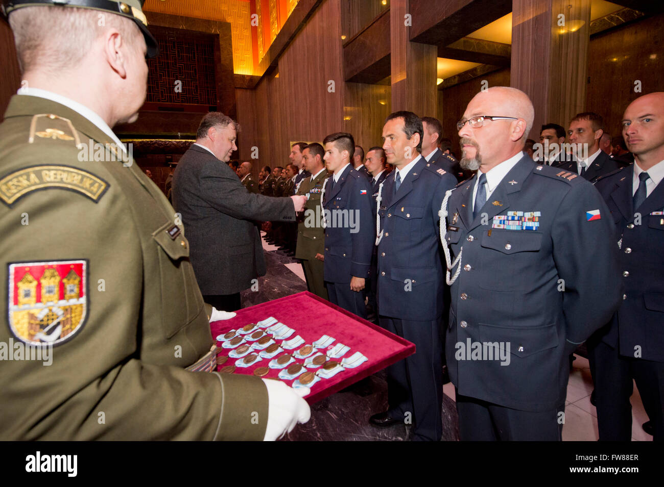 Ceremonial parade of soldiers who returned from foreign missions, with ...