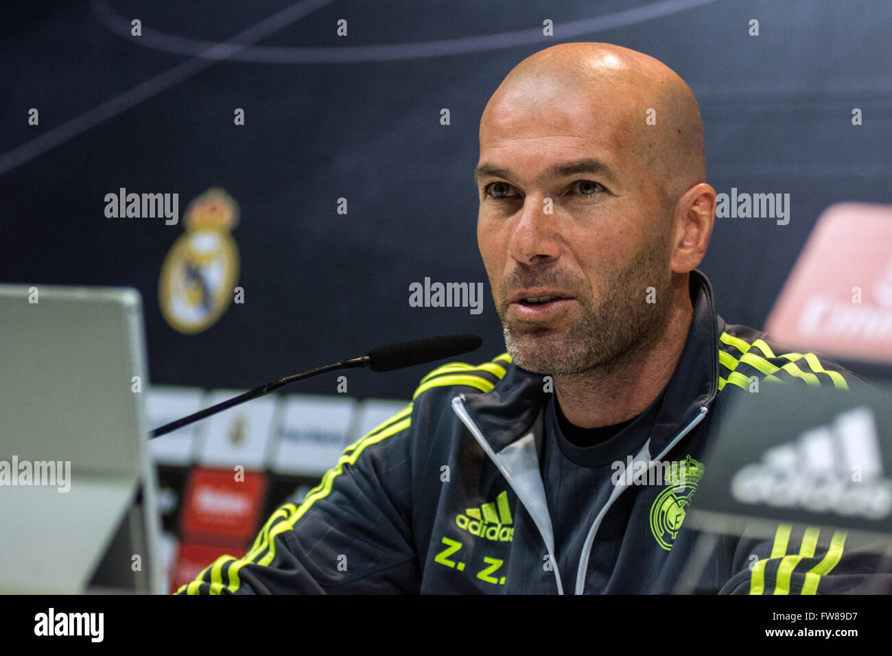 Madrid, Spain. 01st Apr, 2016. Zinedine Zidane press conference before ...