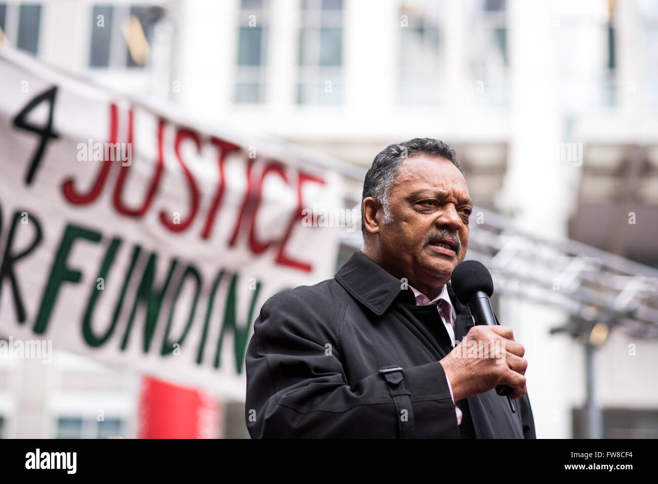 Chicago, USA. 1st April, 2016. Rev. Jesse Jackson speaks at a Chicago ...