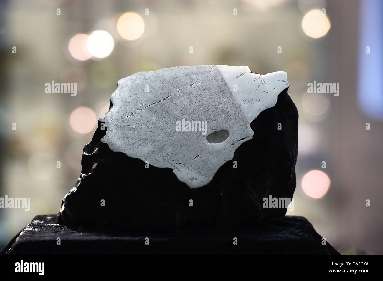 Marburg, Germany. 1st Apr, 2016. The meteorite of Treysa/Rommershausen ...