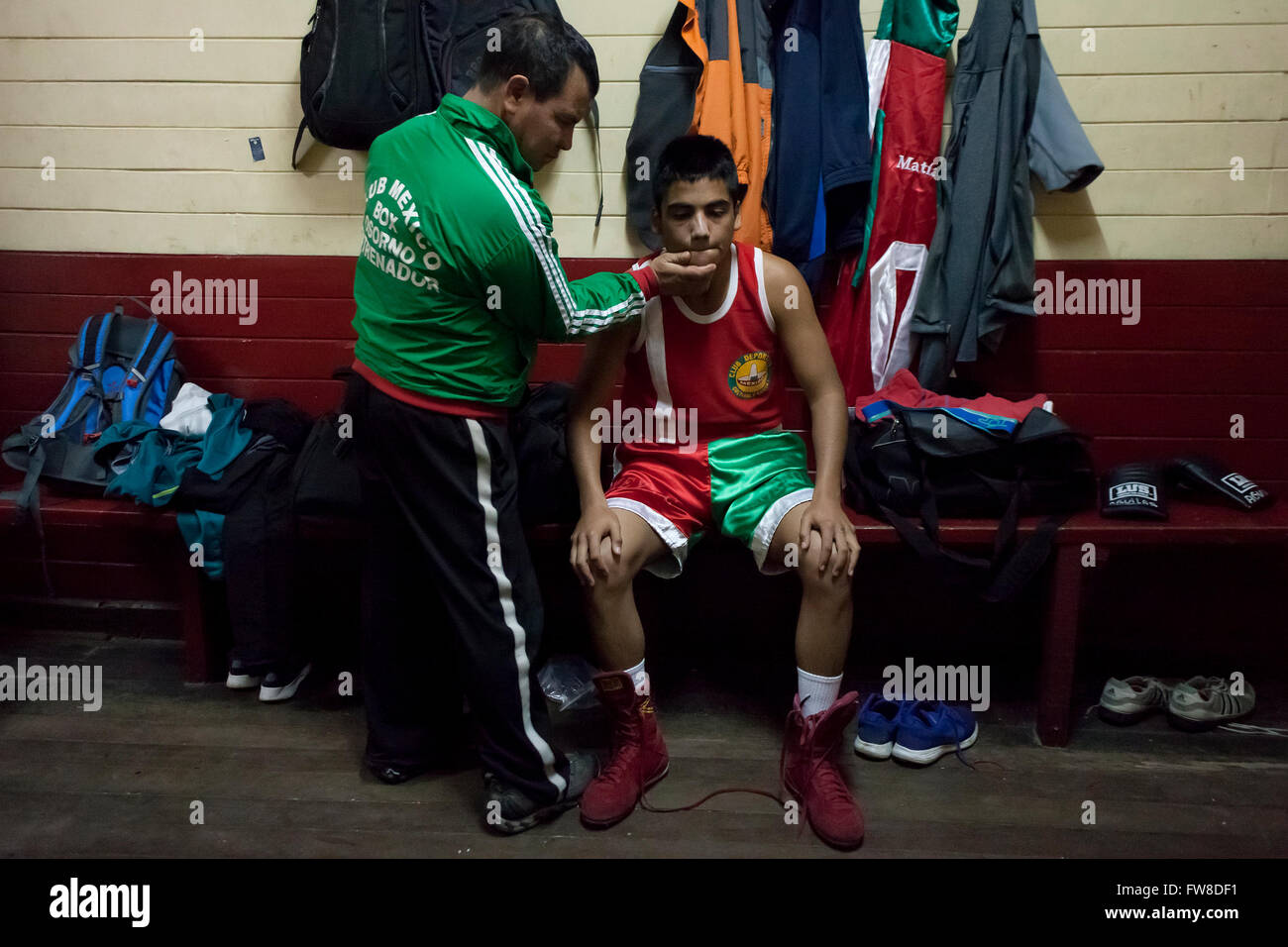Osorno, CHILE. 1st Apr, 2016. Boxer preparing for the fight. Young ...