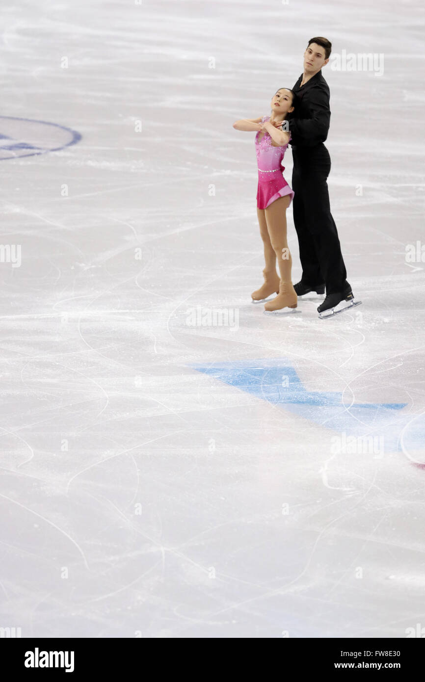 Boston, USA. 1st Apr, 2016. Sumire Suto and Francis Boudreau-Audet (JPN ...