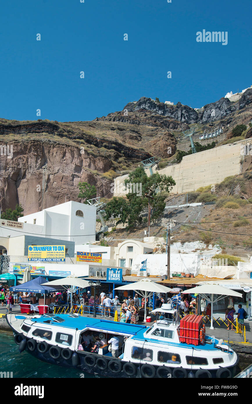 Fira Port, Santorini, Greece Stock Photo - Alamy