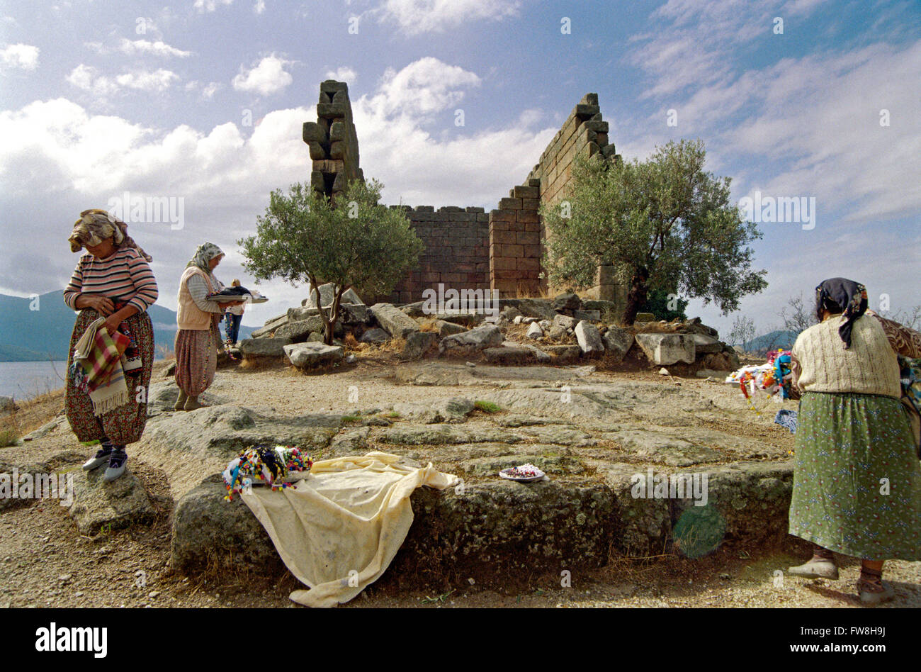 Turkey, Bafa Lake, Ancient Heracleia ruins and Latmos Mountains Bafa ...