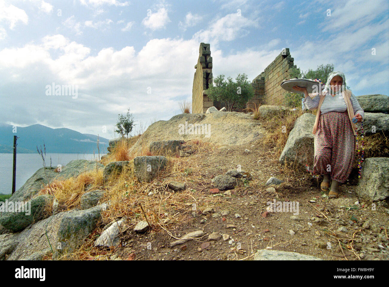 Turkey, Bafa Lake, Ancient Heracleia ruins and Latmos Mountains Bafa ...
