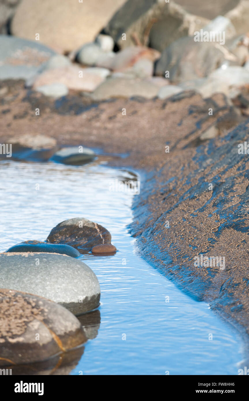 Variety of pebbles in a shallow rock pool Stock Photo - Alamy