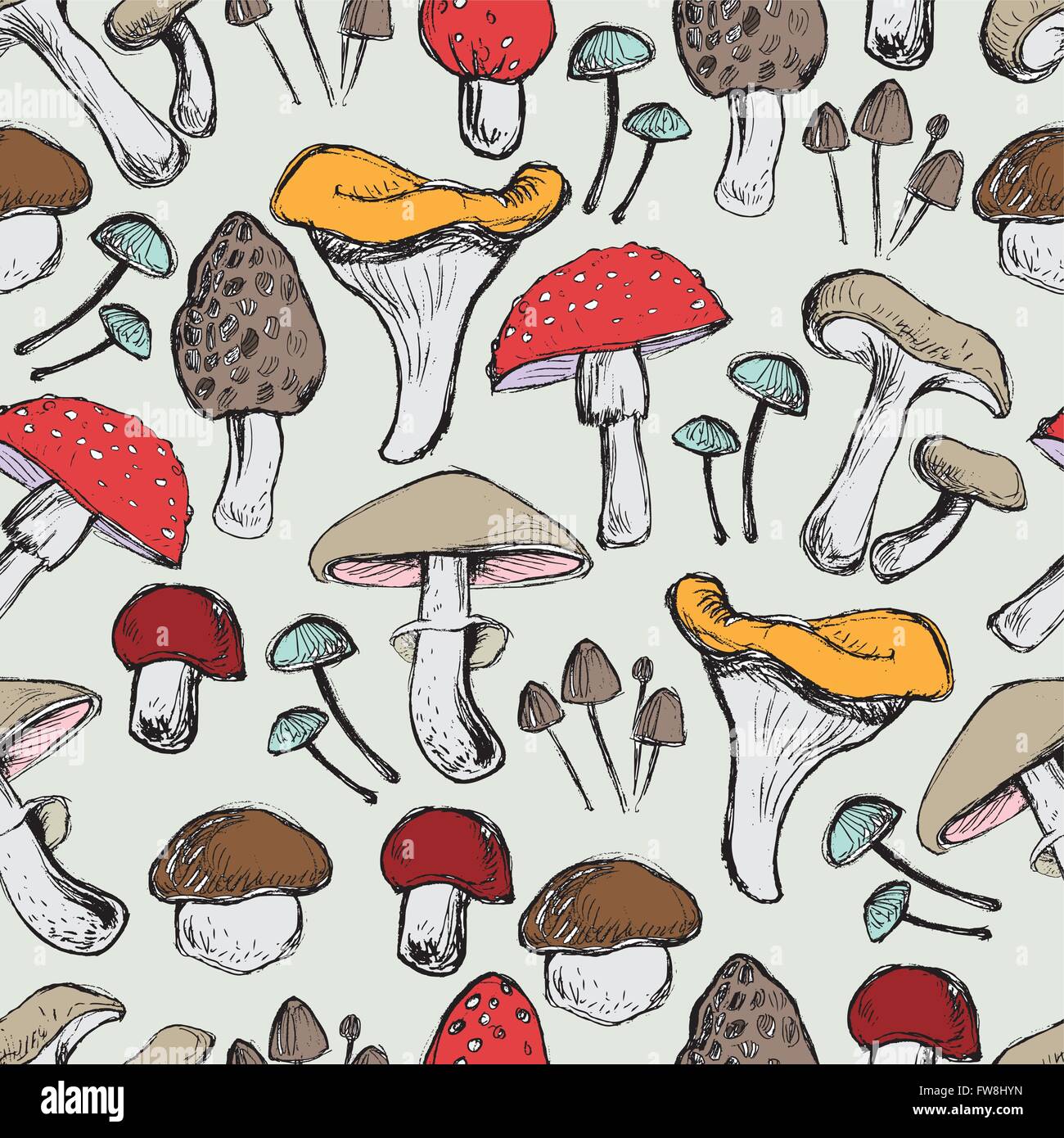 Hand-drawn mushrooms seamless pattern Stock Vector Image & Art - Alamy Hand-drawn mushrooms seamless pattern Stock Vector Image & Art - Alamy