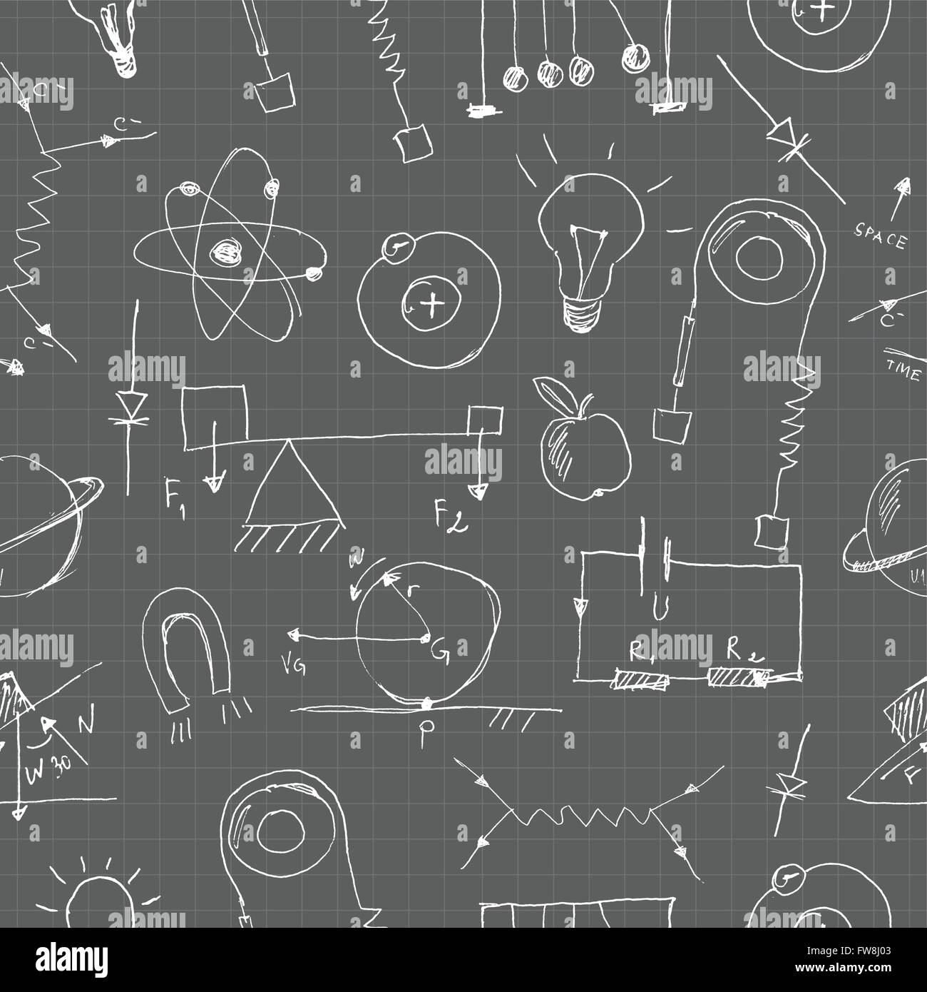 Physics inspired doodles seamless pattern Stock Vector Image & Art - Alamy
