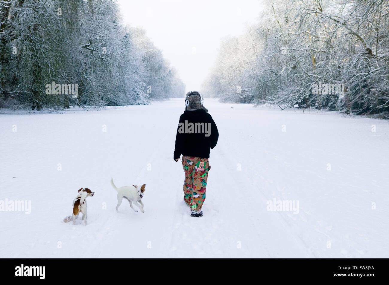After an unusual heavy fall of snow people are out walking in ...