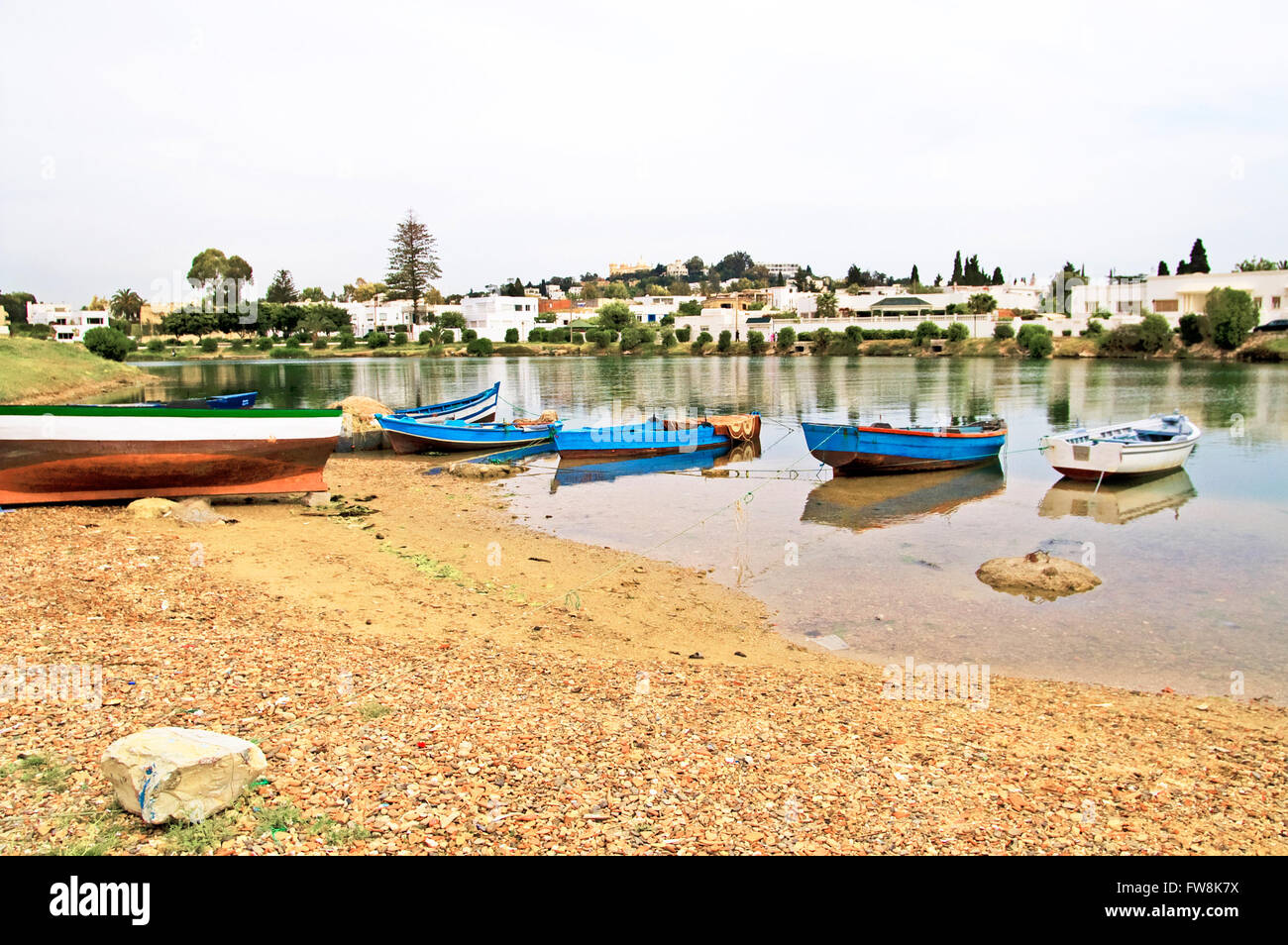 Boats near village in Carthage, Tunisia Stock Photo - Alamy