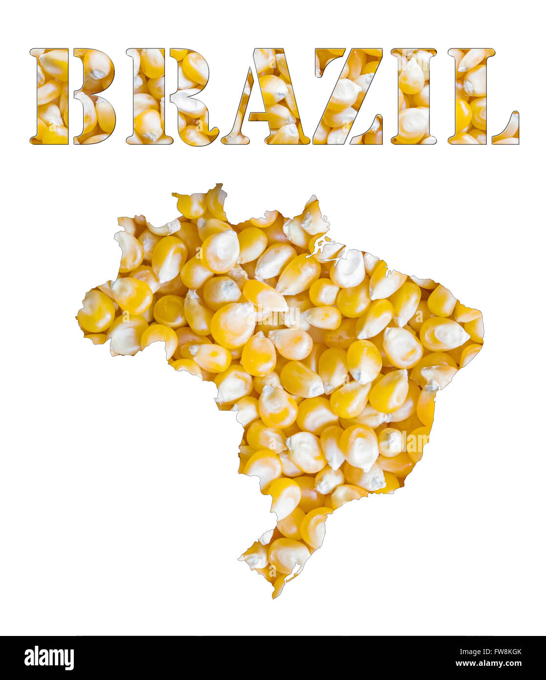 Brazil word and country map shaped with corn seeds Stock Photo - Alamy