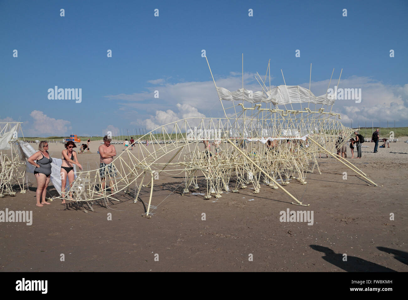 An original Strandbeest creation by Theo Jansen on the beach near the ...