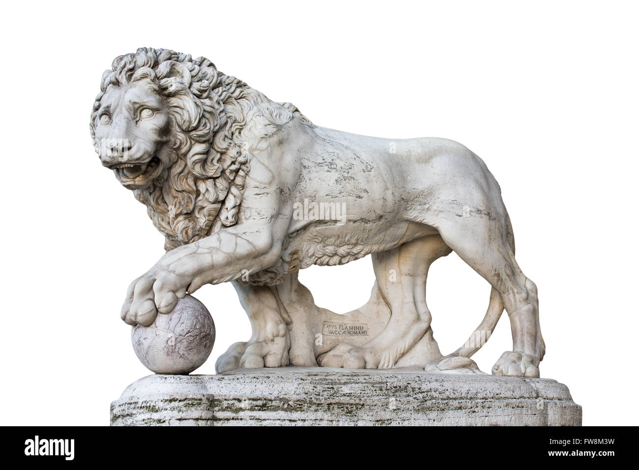 Famous Medici Lion statue by Vacca (1598). Sculpted of marble and ...