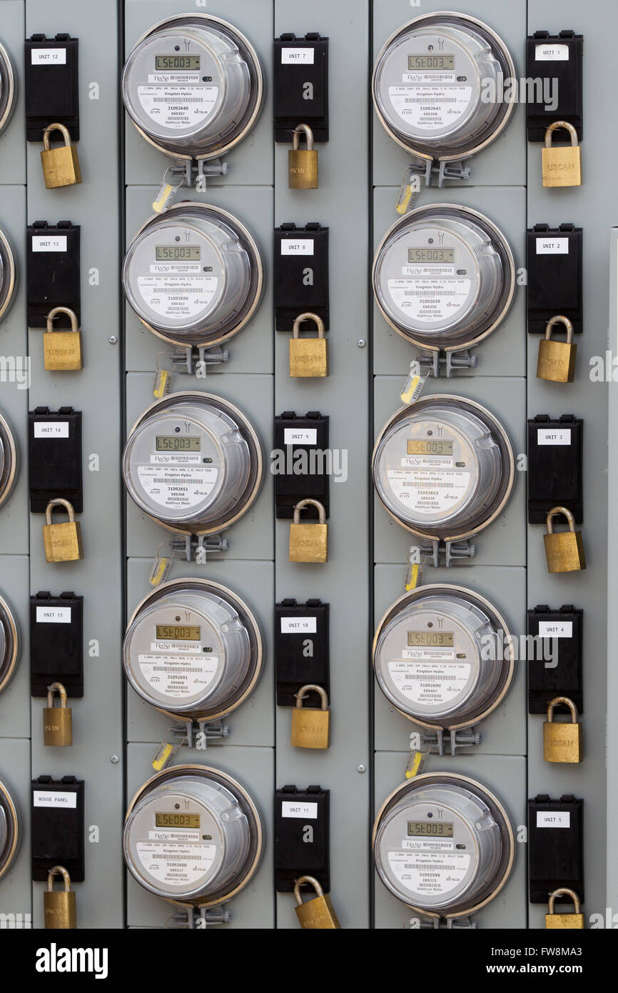 Hydro metres on an apartment building in Kingston, Ont., on Monday Nov ...