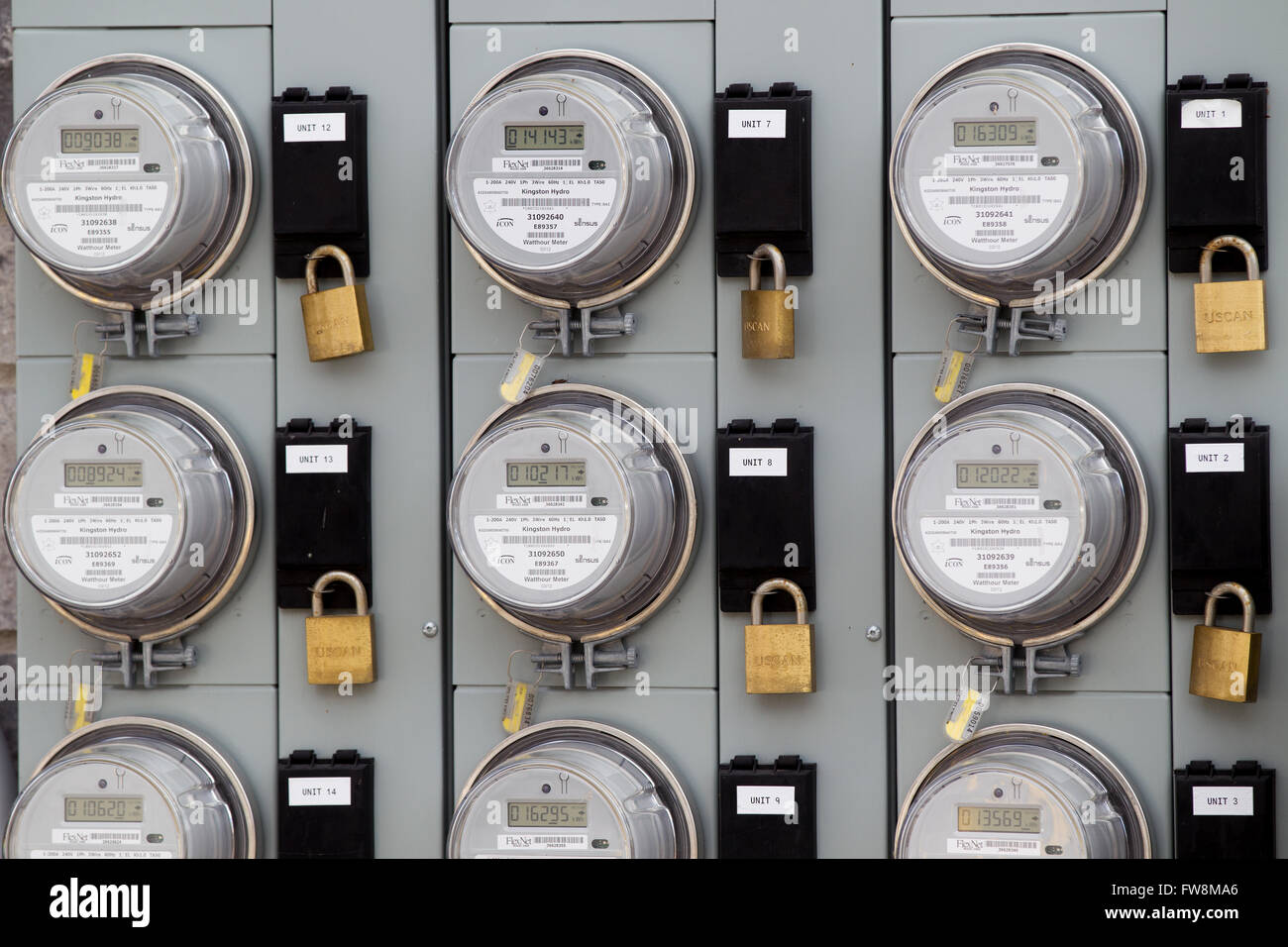 Hydro metres on an apartment building in Kingston, Ont., on Monday Nov ...