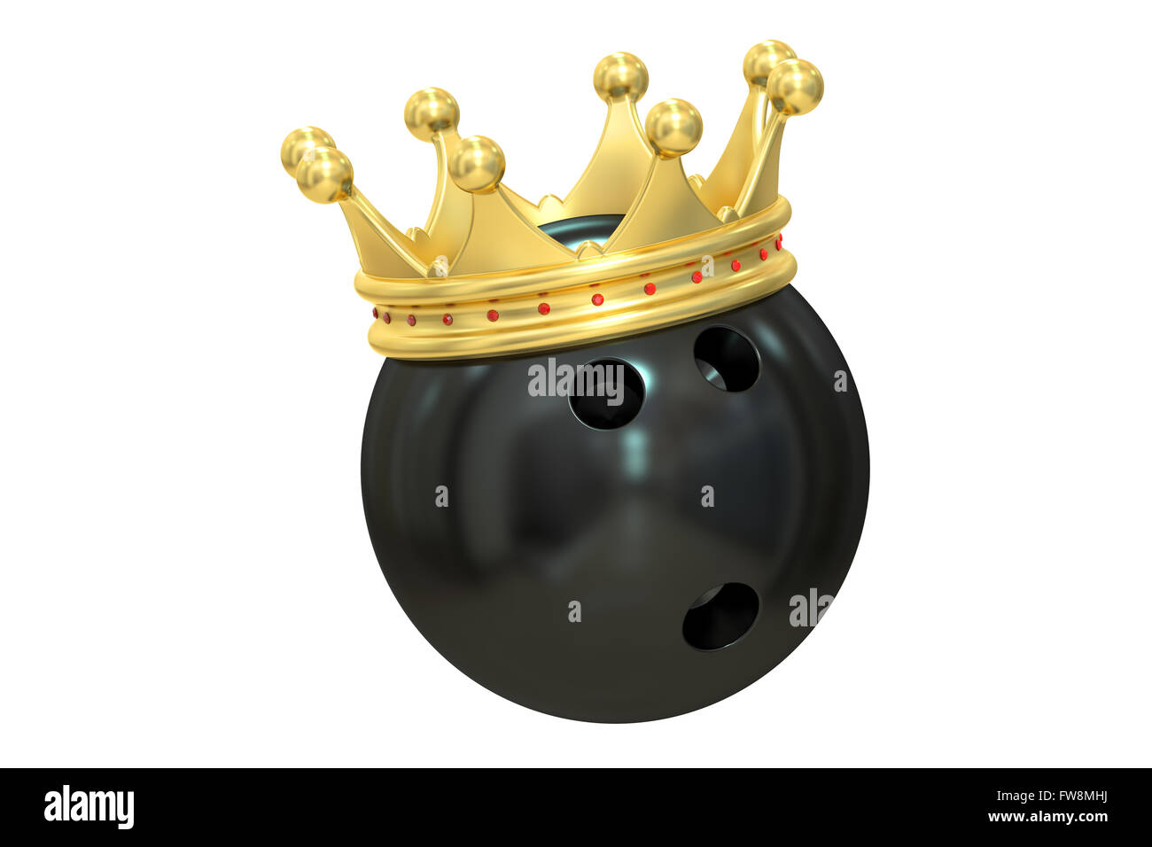 Bowling ball gold crown winner, 3D rendering isolated on white ...