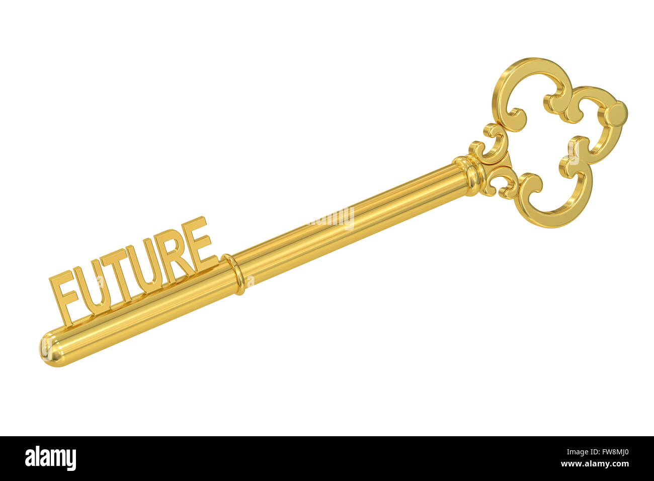 Future concept with golden key, 3D rendering Stock Photo - Alamy