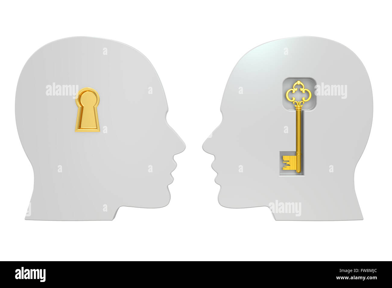 heads with key , 3D rendering isolated on white background Stock Photo ...