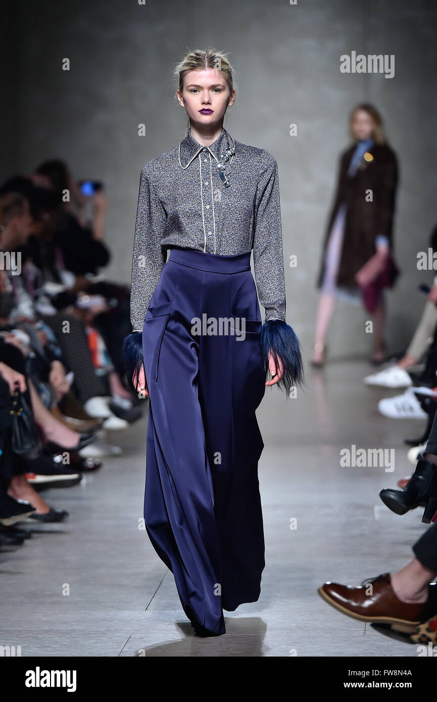 Portugal, Lisbon,Mar. 12,2016 - LISBOA FASHION WEEK - A model walks the runway Carlos Gil Fall ...