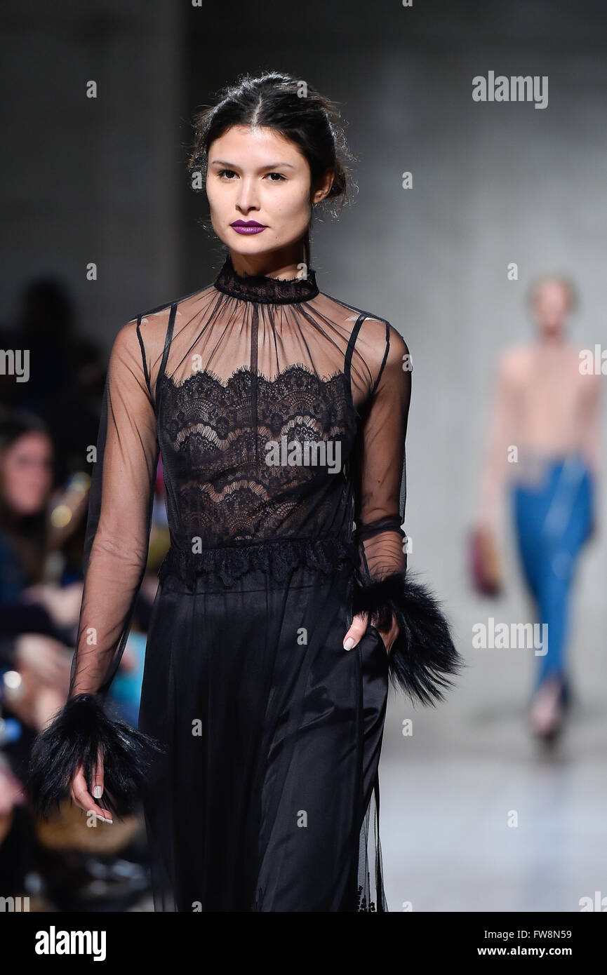 Portugal, Lisbon,Mar. 12,2016 - LISBOA FASHION WEEK - A model walks the runway Carlos Gil Fall ...