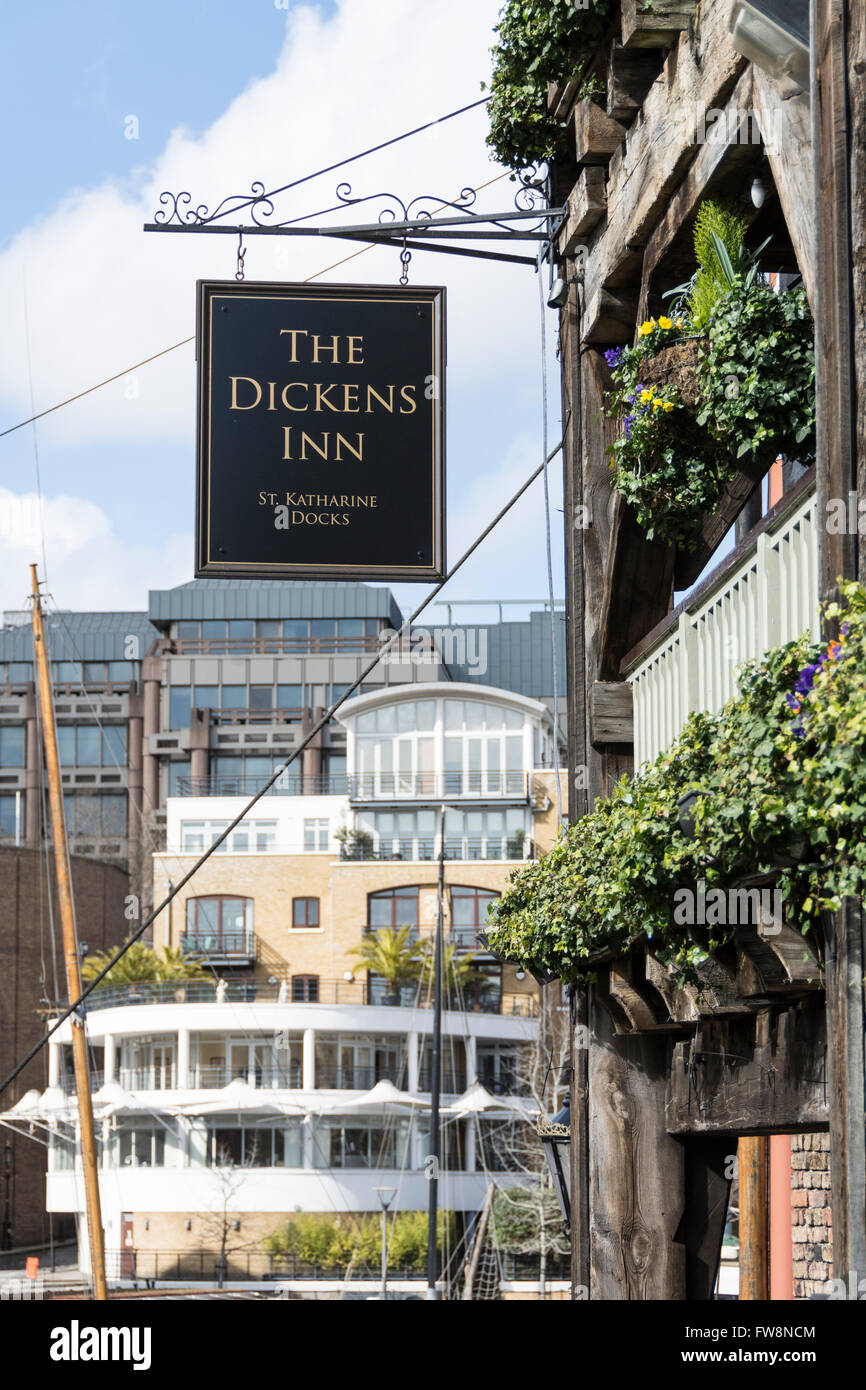 Exterior of the Dickens Inn in St Katharine Docks in London's Docklands ...