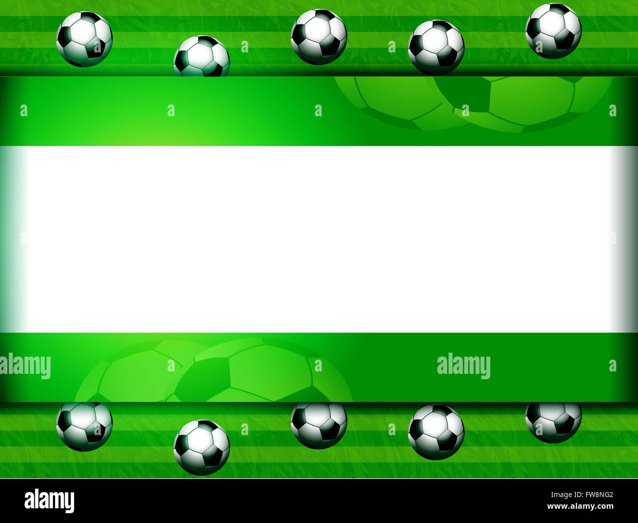 Soccer Football Panel Background on Green with 3D Balls Stock Photo - Alamy