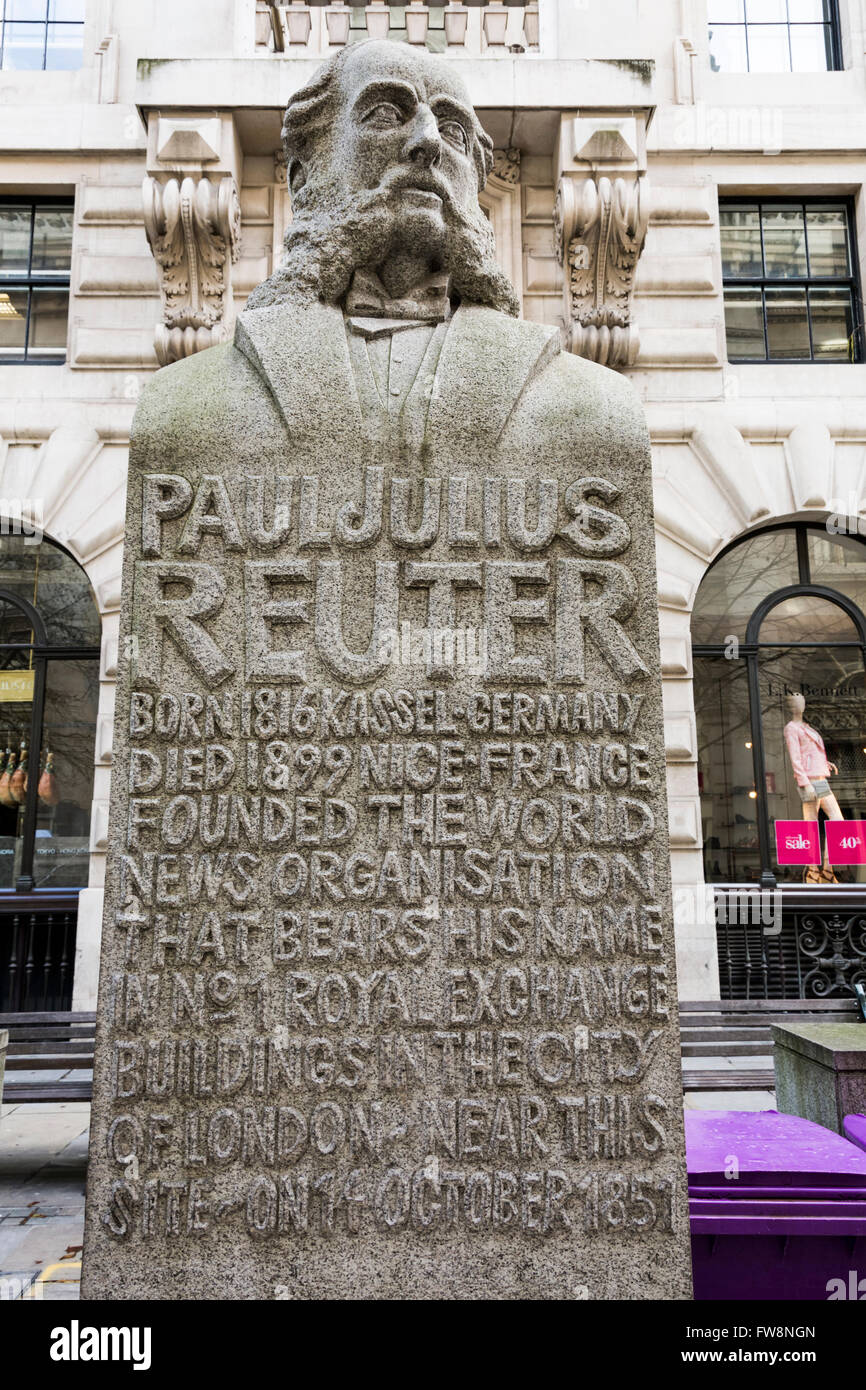 Statue of Paul Julius Reuter in the City of London, UK Stock Photo - Alamy