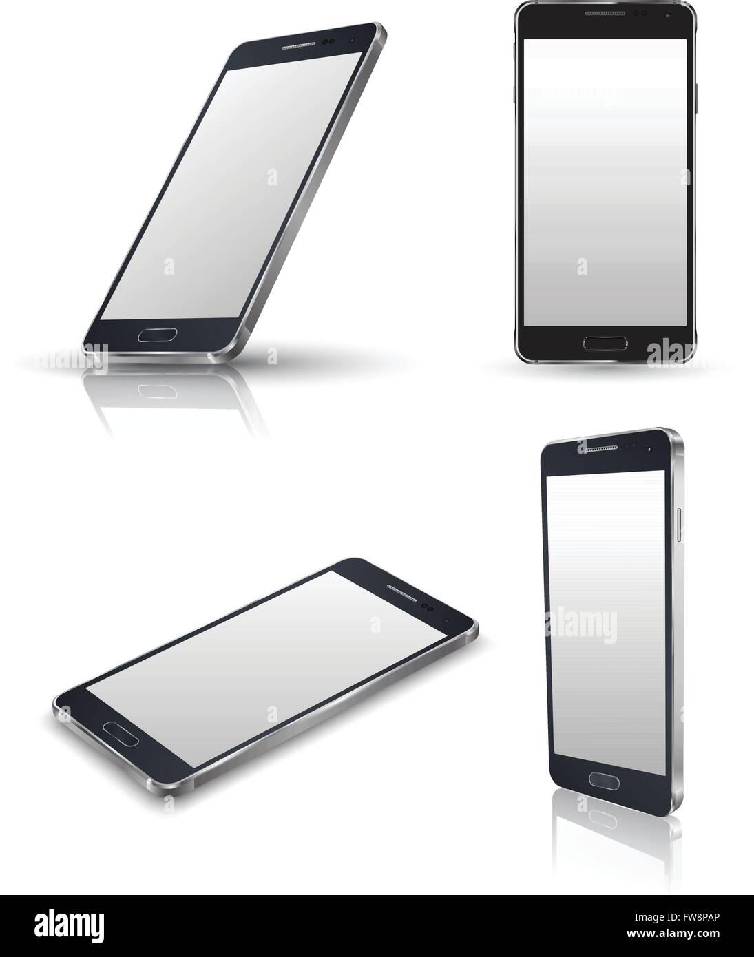 Mobile phone isolated on white. Realistic smartphones vector set ...