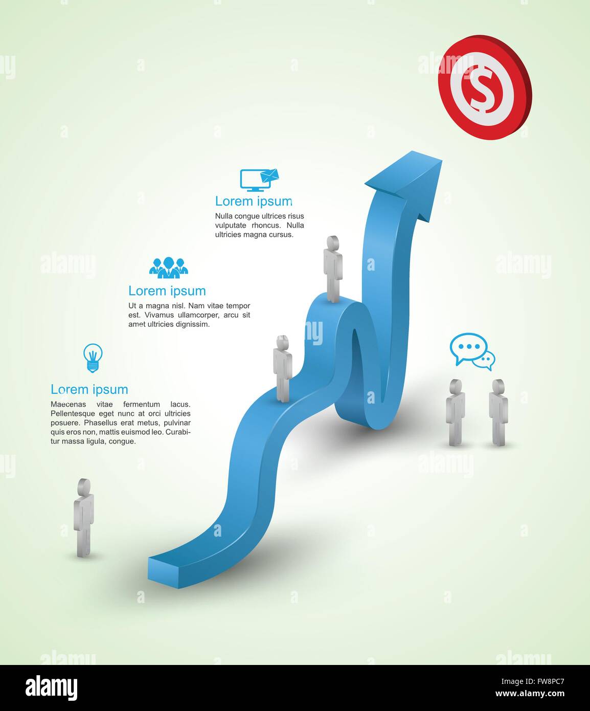 illustration of arrow growing upward to target. Infographics template ...