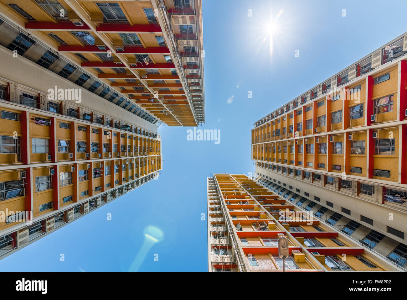 Look up in Hong Kong building Stock Photo - Alamy