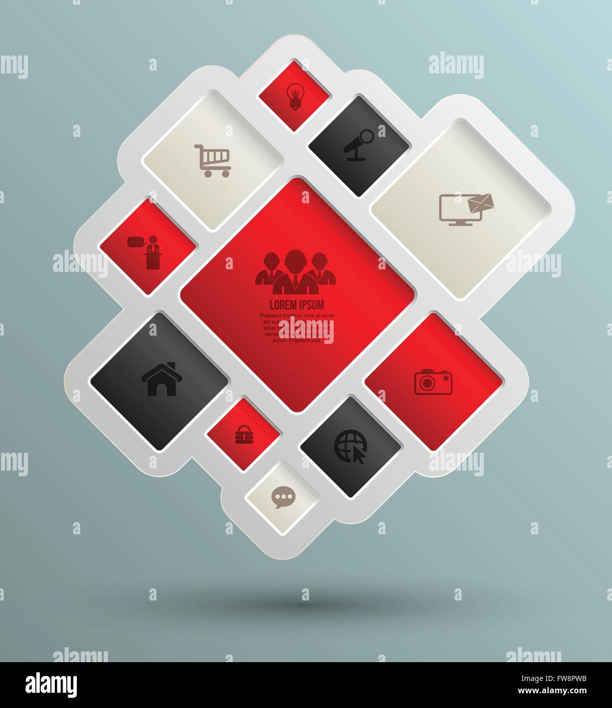 Vector square for business concepts with icons, can use for info ...