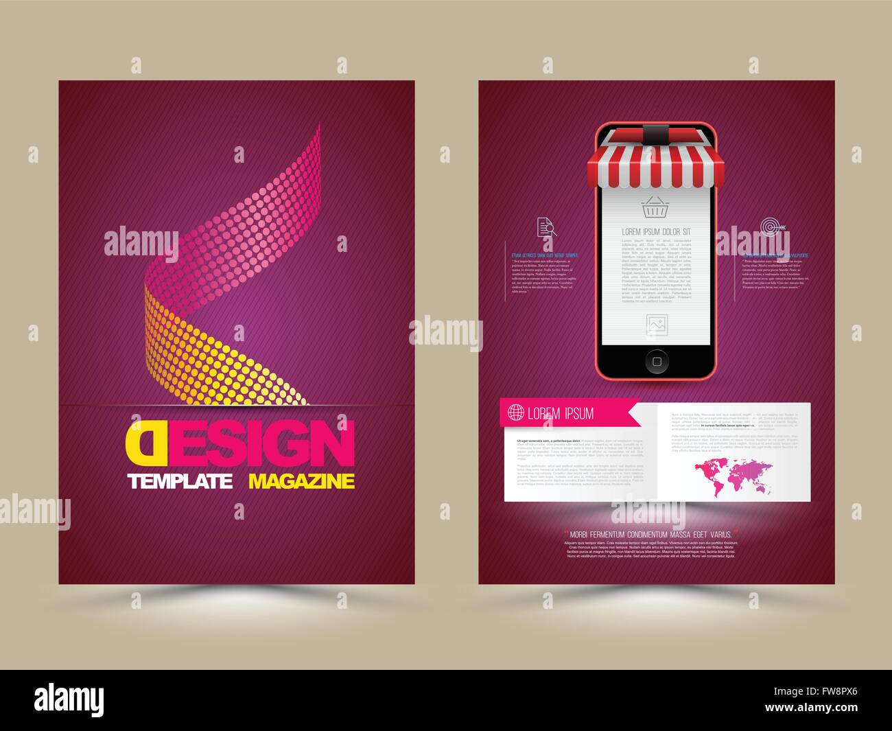 Abstract Vector Brochure Template with smartphones. Flyer Layout. Flat ...