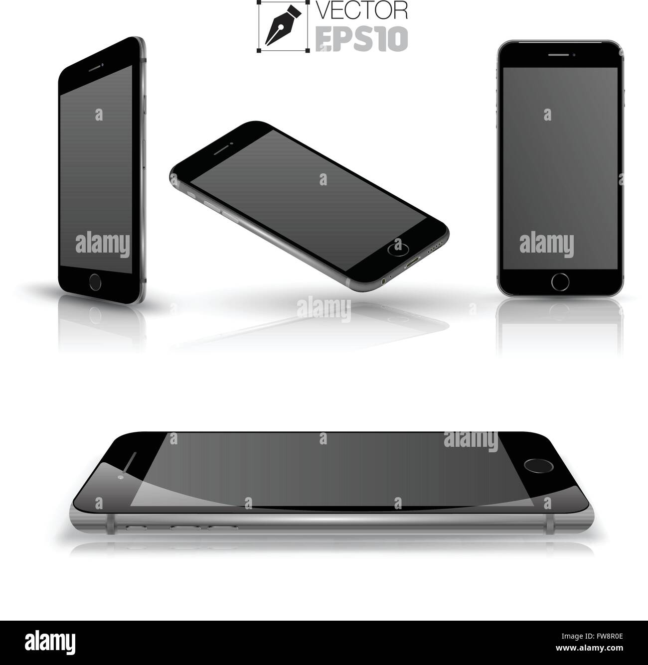 Mobile phone isolated on white. Realistic smartphones vector set ...