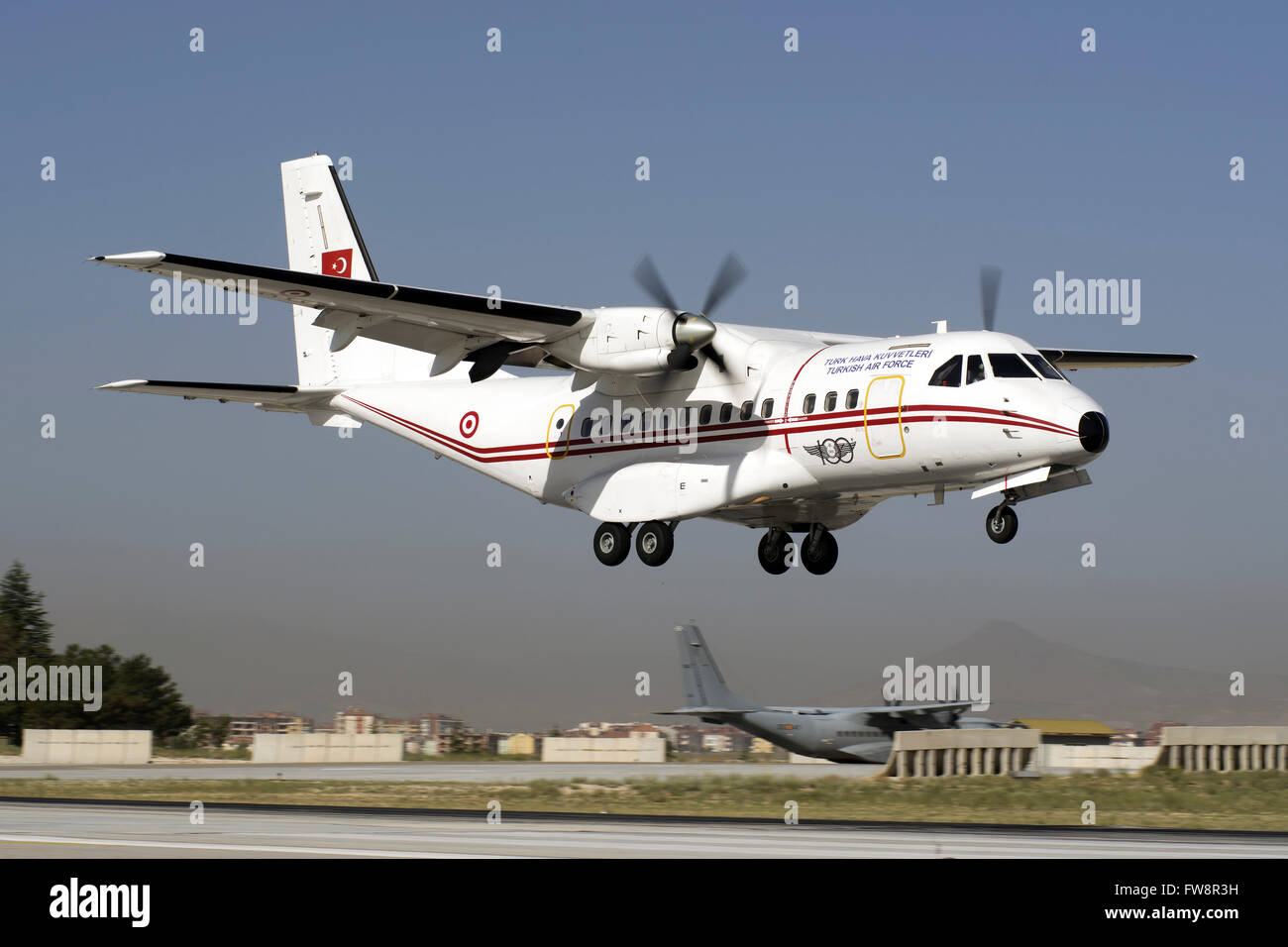 A Turkish Air Force CN-235M-100 landing at Konya Air Base during the ...