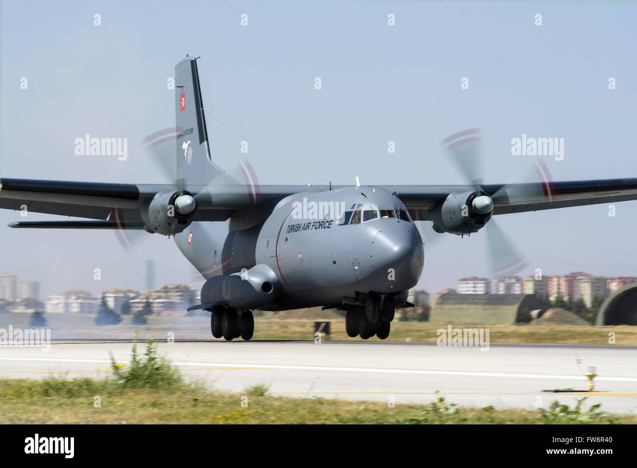 A Turkish Air Force transport aircraft Transall C-160 landing at Konya ...