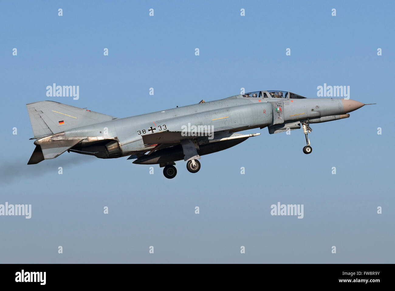A German Air Force (Luftwaffe) F-4F Phantom II prepares for landing at ...