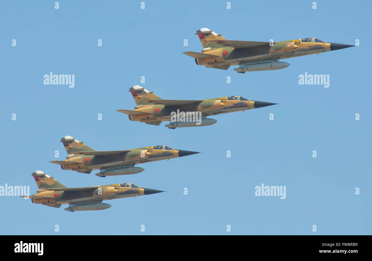 Royal Moroccan Air Force Mirage F1 planes flying at the Marrakech Air ...